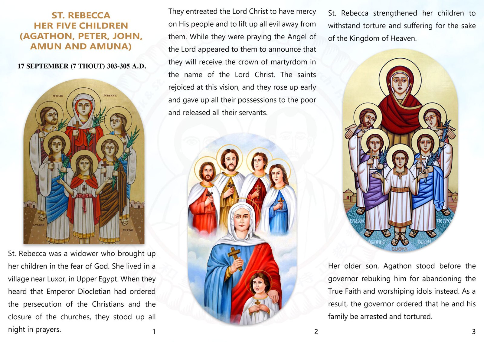 St. Rebecca & Her Five Children (Agathon, Peter, John, Amun and Amuna ...
